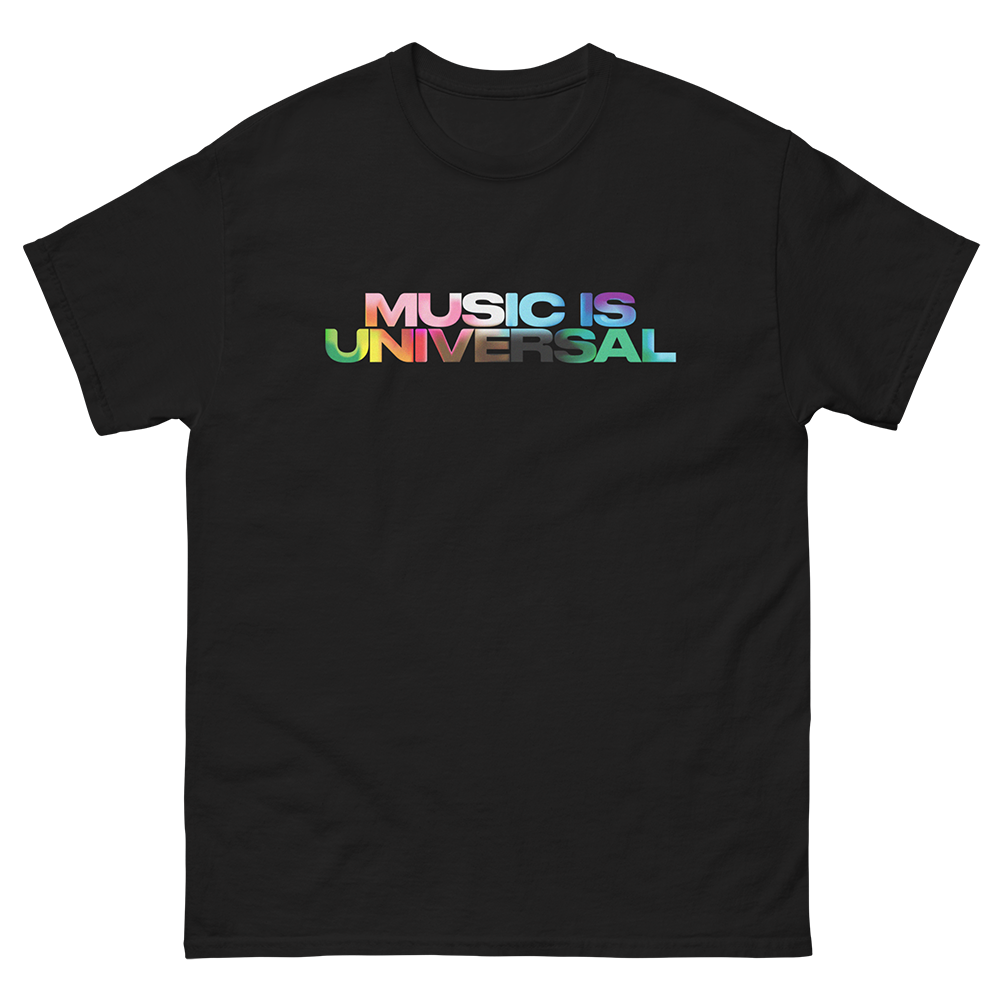 Music Is Universal Short Sleeve T-Shirt (Black) - uDiscover Music